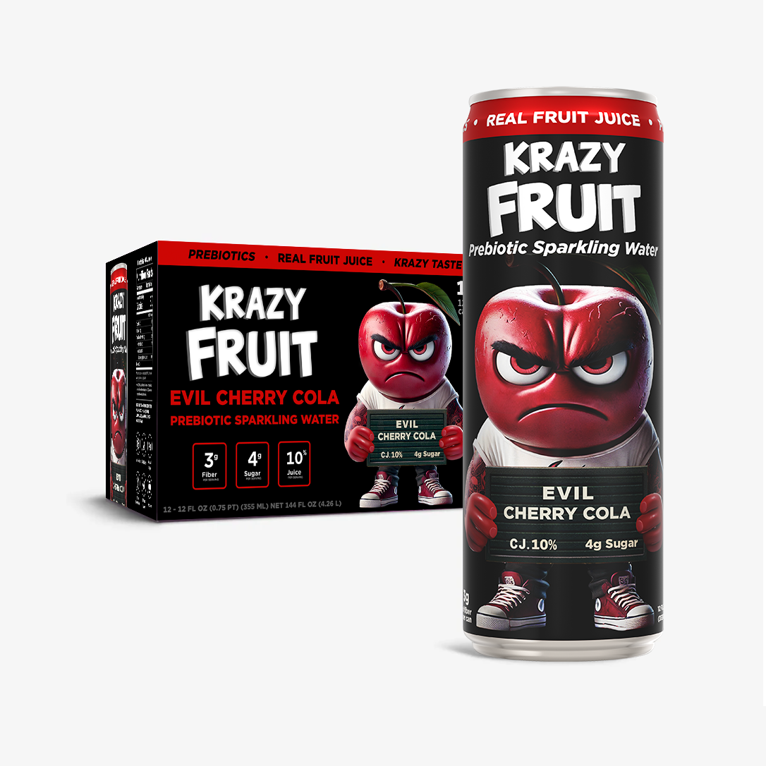Evil Cherry Cola Prebiotic Sparkling Water 12 Pack – KRAZY FRUIT